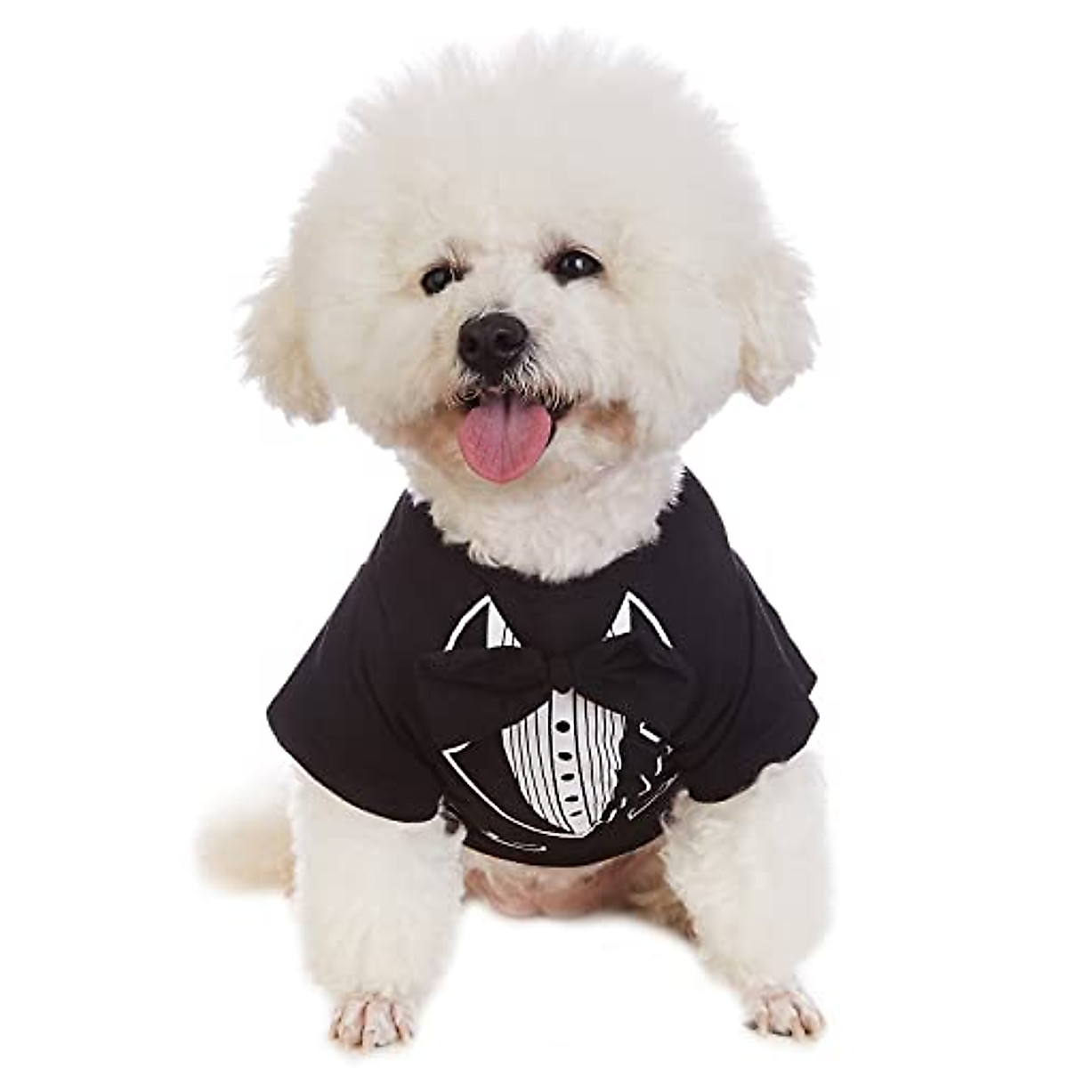 Coomour Dog Shirt Suit Pet Bowtie Costume for Small Medium Dogs Cats Wedding Party Formal Gentleman Clothes (L)