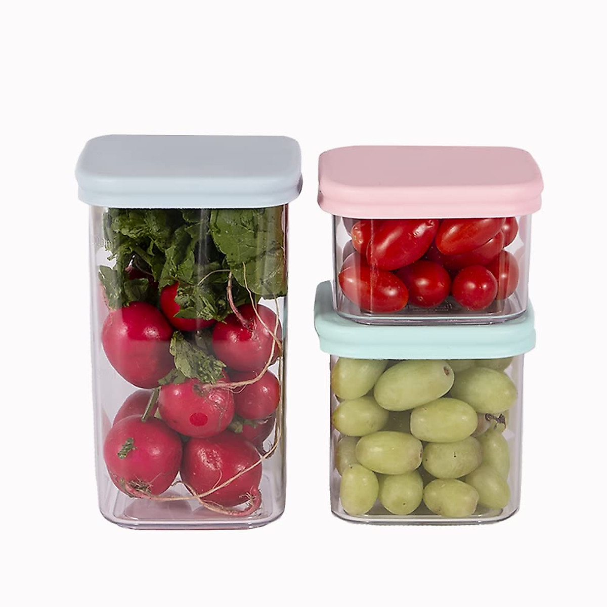 PrepCube Food Storge Continer with Silicon Lid Airtight -3PC Set, BPA-Free, Stackable Freezer Storge, Leftovers Storge, Prep Meal Storge, Kitchen and Pantry Organization Leakproof