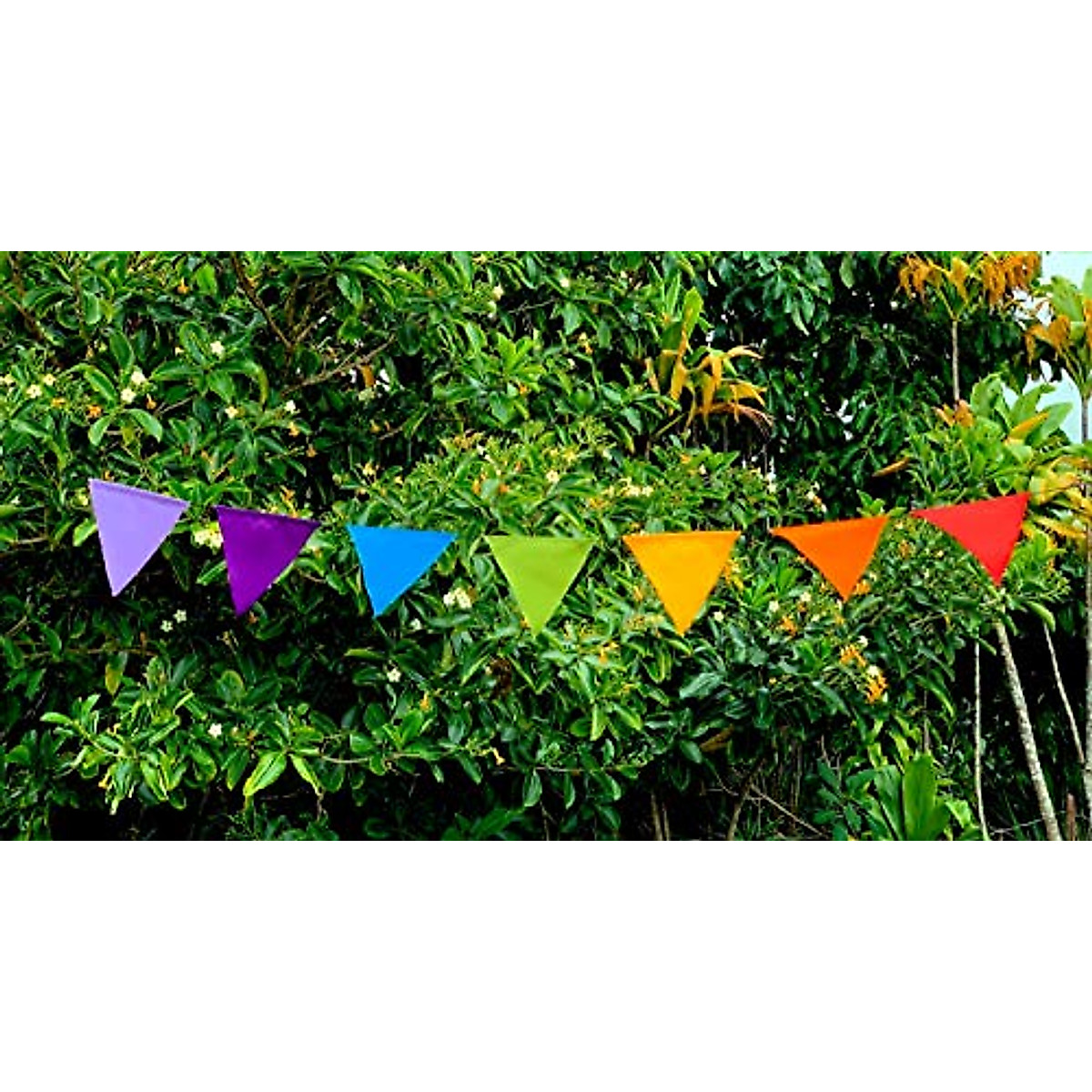 Hands Of Tibet LLC Handmade Blank Triangle Prayer Flags Surged Edges Put Your Own Prayers (Blank-Triangle-Seven-Chakra-6"X6")