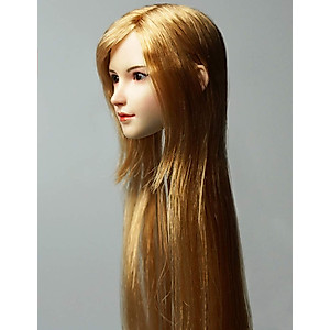 HiPlay 1/6 Scale Female Figure Head Sculpt, Beuty Charming Girl Doll Head for 12" Action Figure Phicen, TBLeague DH035 (Golden Hair)