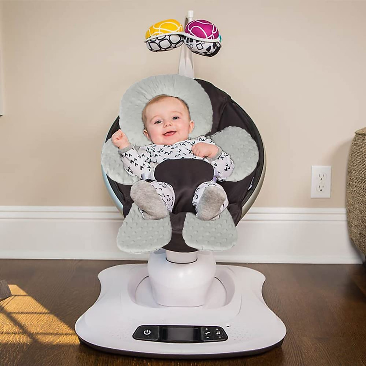 Pro Goleem Infant Car Seat Head Neck Body Support, Ultra-Soft Minky and Microfiber Newborn Car Seat Insert, Perfect for Car Seat, Stroller, 2-in-1 Reversible, for Boys and Girls, Gray