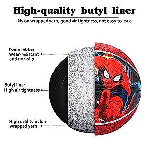 DECLIR Kids Basketball Size 5 Youth Basketball 27.5" for Indoor Outdoor Play Games,Training Basketball for Beginner(Spiderman)