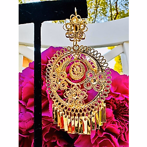 Folklorico Earrings, 3-Flowers (Medium) Size, Day of the Dead, Mexican Earrings