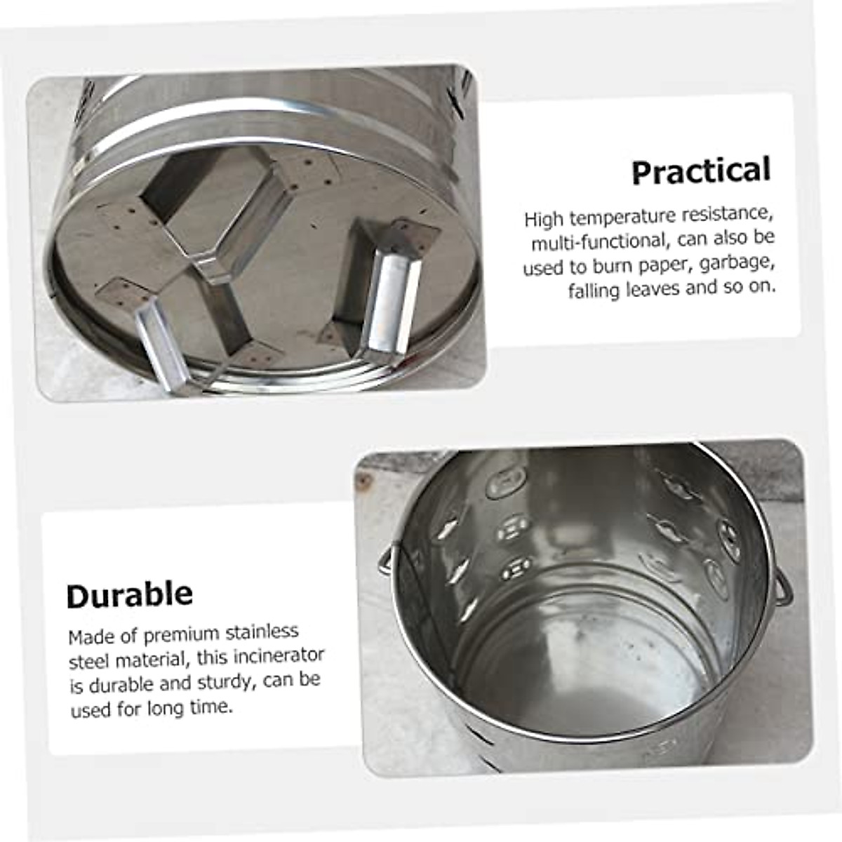 Levemolo Money Leaf Leaves Galvanized Garden Burning Pit Basin Can Pot Backyard Steel for Bin Auspiciousness Wood Burn Composter Stainless Sacrifices Debris Cage Barrel Bonfire Fire Trash