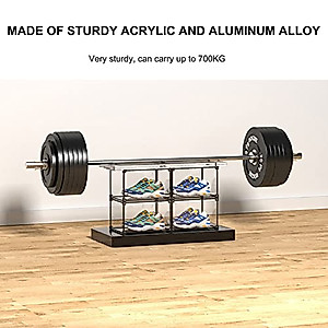 KOKOIN Magnetic Side Open Transparent Plastic Storage Shoe Box Clear Shoe Display Case Sneaker Shoe Storage Box Display Box Shoe Container Clear Closet Shelf Shoe Organizer (Black 4PC)