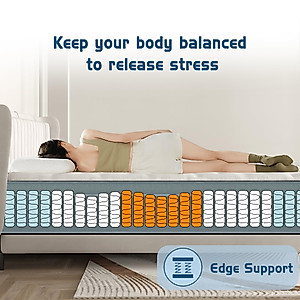 Ladinimo Queen Mattress, Hybrid Mattress with High Density Foam & Motion Isolation with Individually Wrapped Pocket Coils Medium Firm Mattresses,Queen Size Mattresses 80 * 60 * 12 inches