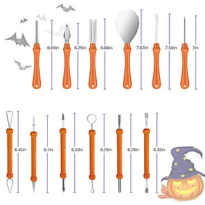 SXLXFLPDR 16PCS Pumpkin Carving Kit Tools,Halloween Professional Pumpkin Carving Tool for Adults,Pro Stainless Steel Carving Knives Scraper with LED Candle,Jack o Lantern Carvi