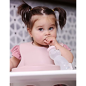 Honey Bear Straw Cup 2-pack with Travel Lid; 8oz straw bear cup for babies, improved lid design; Honeybear baby cup straw; Honey bear bottle cup; Straw learning therapy cup (Cherry Blossom/Unicorn)