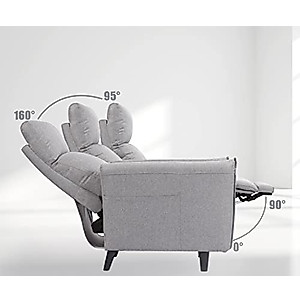 olimix Push-Back Recliner Living Room Chair Recliner Chair Fabric Small Recliner Single Sofa Home Theater Chairs Reclining Chair Padded Seat Backrest for Adults, Recliner Sofa 19.7” Seat Width (Grey)