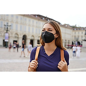 OxGord Face Mask - 50 Pack Disposable Face Masks Protection W/Ear-loop, Filtered Masks From Dust, Pollen - Nose Mouth Cover Ideal for Everyday Use, Extra 5 Layers protection, Kids, Adult - Black