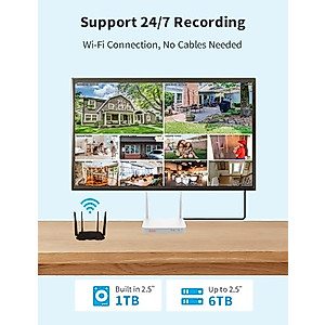 [Dual WiFi, PIR Sensor] Tonton 2K Wireless Security Camera System, 10CH NVR with 1TB HDD, 6PCS 3MP Outdoor Home WiFi Cameras,2 Way Audio, Spotlight, 12V DC Powered, AI Human Detection,Work with Alexa