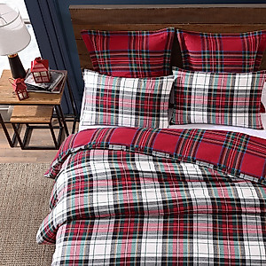 Levtex Home - Spencer Plaid Duvet Cover Set - King Duvet Cover + Two King Pillow Cases - Tartan Plaid - Red, Green, White, Blue, Gold - Duvet Cover (106 x 94in.) and Pillow Case (36 x 20in.) - Cotton