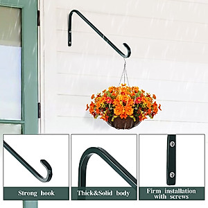 Sanduby Plant Hangers Outdoor for Hanging Plant Bracket, Straight Plant Hanger 16 inch, Heavy Duty Metal Plant Hooks for Hanging Planters, Bird Feeders, Lanterns, Wind Chimes, 2 Pack, Blackish Green
