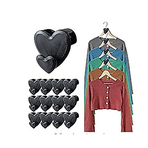 Closet Organizers and Storage,Clothes Hanger Connector Hooks AS SEEN ON TV,Space Triangles for Hangers,12 Pcs Ultra Premium Hanger Hooks to Create Up to 5X Closet Space,Fits All Hangers Heart Shape