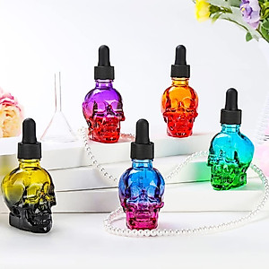 5PCS 1oz Skull Glass Dropper Bottles Refillable Bottles liquid bottling Dispensing bottle with Eye Dropper Pipettes for Essential Oils/Beauty Oil Mix, Aromatherapy Blends(5, 30ml)