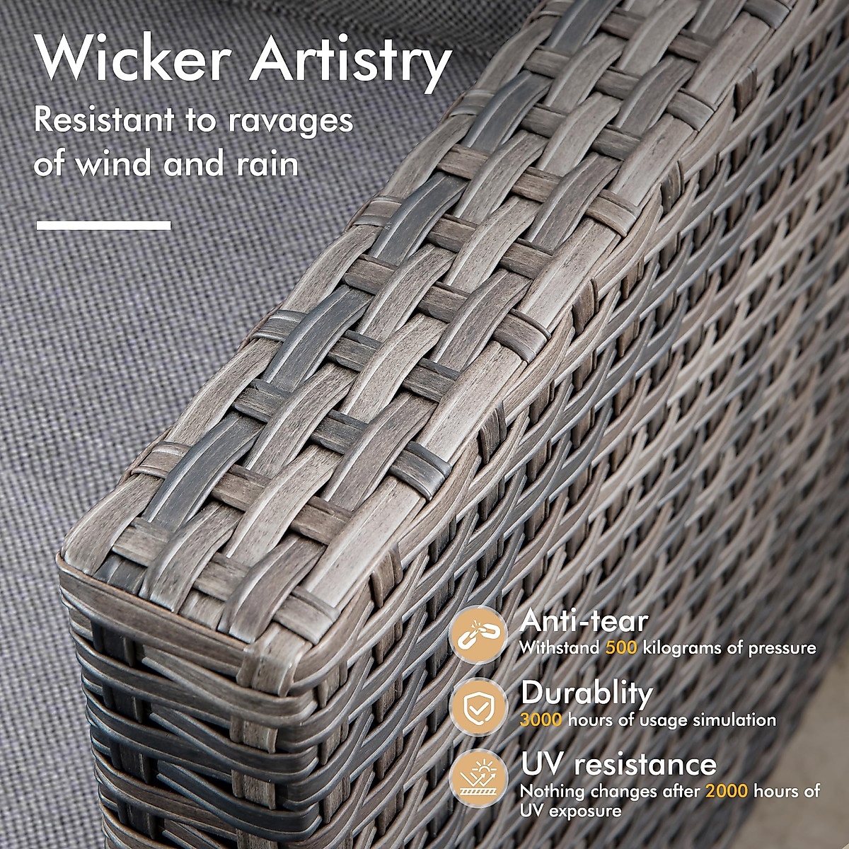 XIZZI Patio Furniture Set with Swivel Rocking Chairs,8 Pieces All Weather Wicker Outdoor Furniture,Patio Conversation Set Sofa for Outside,Deck,Backyard,Garden,Pool (Dark Grey)