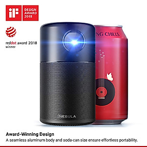  Nebula Capsule, by Anker, Smart Portable Wi-Fi Mini Projector, 100 ANSI lm Pocket Cinema, DLP, 360° Speaker, 100" Picture, 4-Hour Video Playtime, and App-Watch Anywhere (Renewed) 