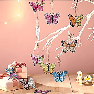12 Pcs Butterfly Diamond Painting Keychains Summer Diamond Key Chains Kit DIY Butterflies Diamond Art Keychains for Beginners Kids Adults DIY Key Ring Pendant Summer Crafts Making (Butterfly Style)