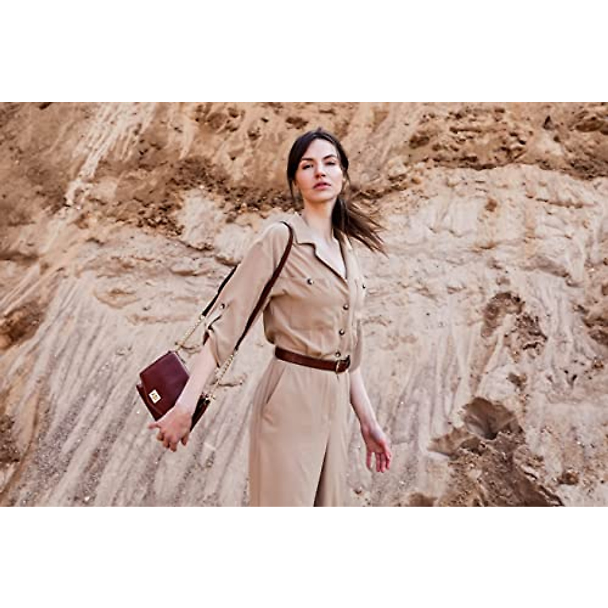 Time Resistance Leather Crossbody Bag for Women - Full Grain Leather Shoulder Bag - Stylish Messenger Bag Purse (Cognac)