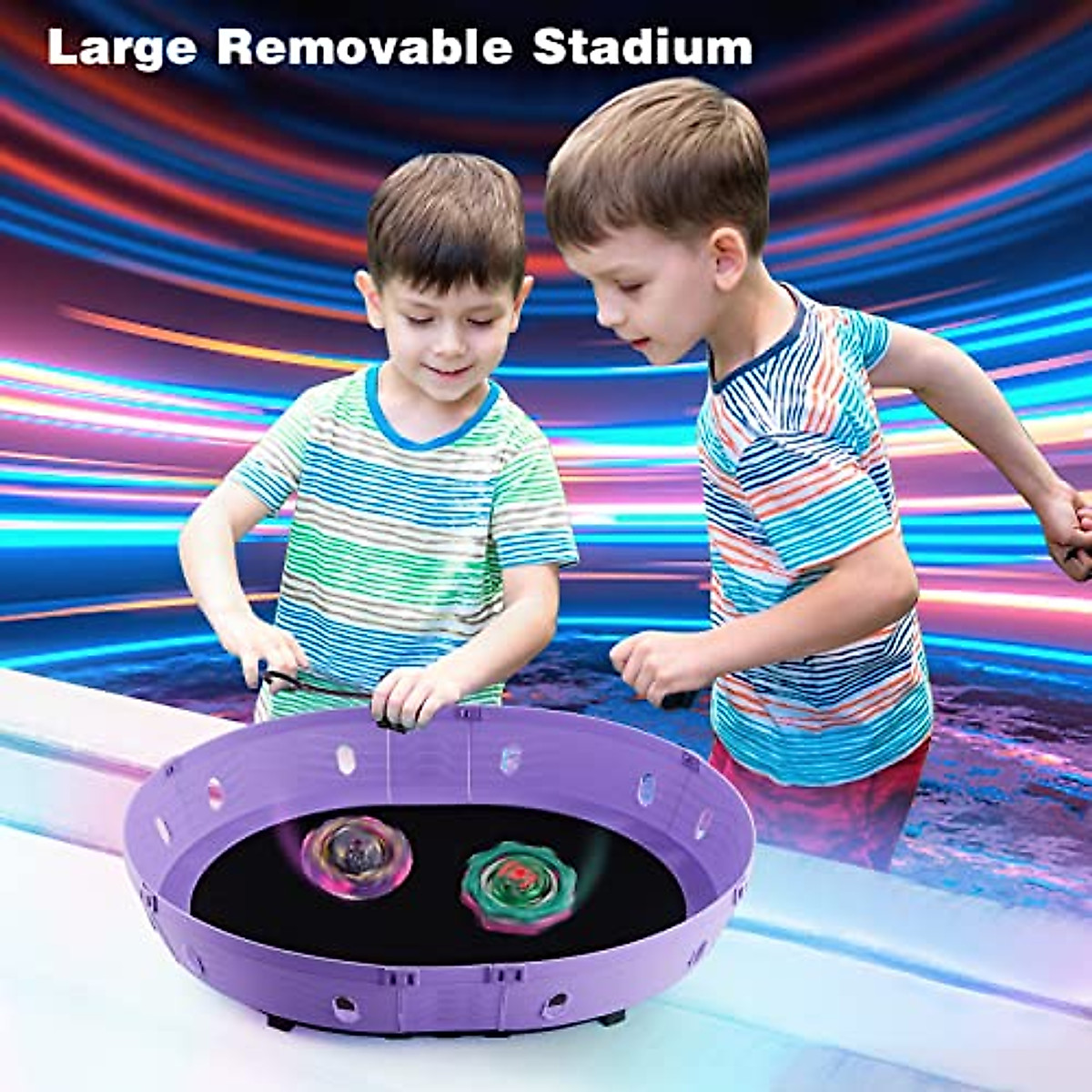 Bey Stadium Top Burst Set-Battle Game with 1Detachable Stadium, 2 Latest Style Battling Top Toys and 2 Launchers-Toy Gift for Boys Kids Ages 6 7 8 9 10 11 12 Years Old