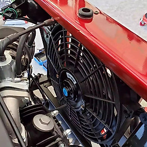 BLACKHORSE-RACING 16" 16 inch Electric Radiator Fan High 3000 + CFM Thermostat Wiring Switch Relay Kit Black