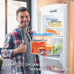 Lerine 6 Pack Reusable Gallon Freezer Bags Dishwasher Safe, BPA Free Reusable freezer bags 1 Gallon, Extra Thick Leakproof Reusable Silicone Storage Bags for Marinate Meats, Cereal, Veggies,Fruits