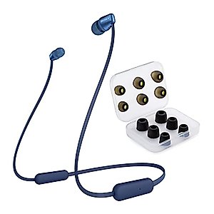 Sony WI-C310 Wireless in-Ear Headphones (Blue) with Knox Gear Earbud Tips with Case Bundle (2 Items)