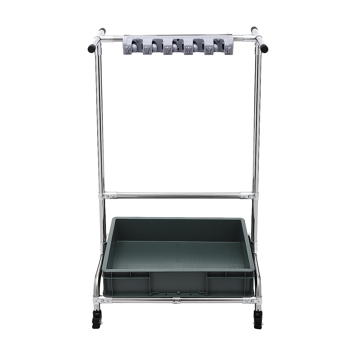 JAYGOVAN Broom and Mop Holder Put Wet Mops Movable Floor-Mounted Mop Rack Floor Standing Cleaning Tool Cart Storage with 12 Pack and Wheel Broom Holder Organizer for Garden,Garage, Shed, Outdoor