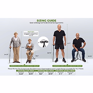 Darza Adjustable Cane with Seat, Walking Stick with Seat, Cane Stool, Lightweight Aluminum and Ergonomic Design, Includes Removable Cushion and Carry Bag with Pocket Storage