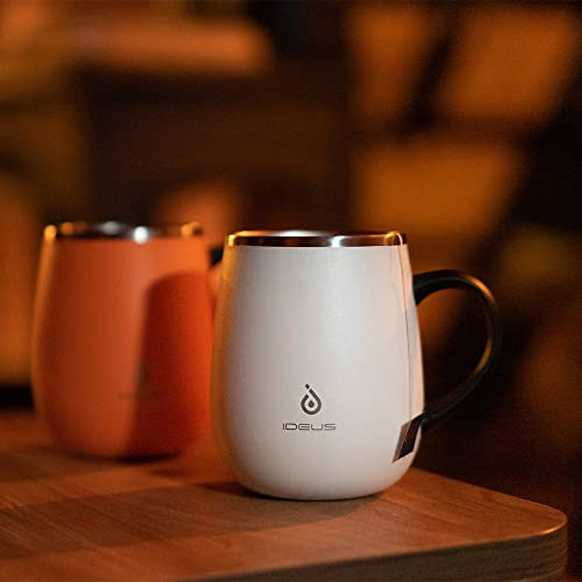 Ideus 16 oz Insulated Coffee Mug with Handle and Lid, Double Wall Stainless Steel Vacuum Insulated Tumbler Cup, Travel Coffee Cup Thermal Cup for Home and Office, Storm Black