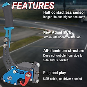 Nejoney USB Handbrake, PC Windows Gaming Peripherals for SIM Racing Games G25/G27/G29/T150/T300/T500 with Clamp (BLUE)