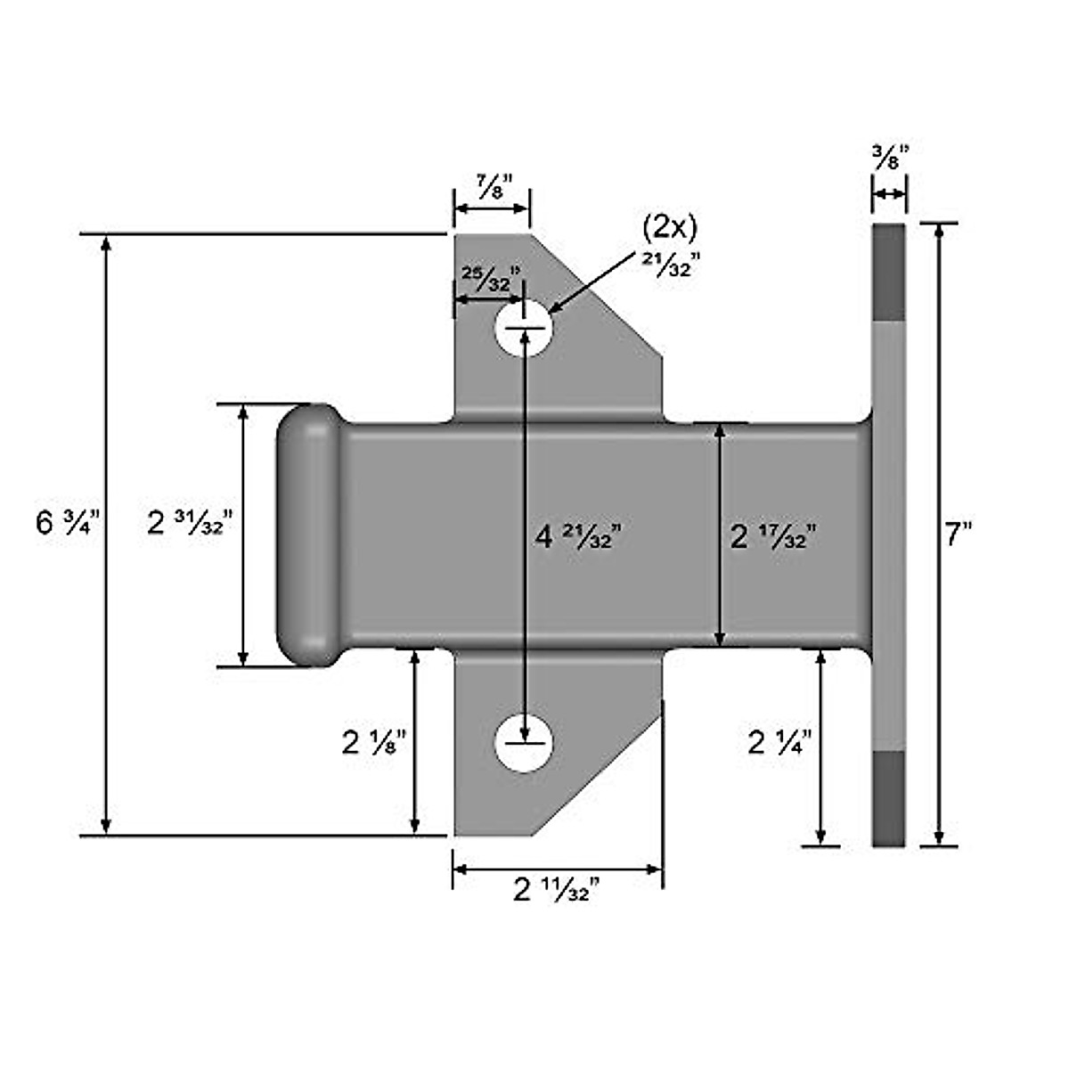 Quick Products QP-HS5839 Bolt-On Receiver Tube - 2", Black