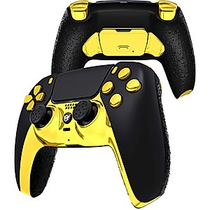 HEXGAMING Customizable Rival Controller 2 Remap Paddles & Replaceable Thumbsticks & Flashshot Compatible with ps5 Pro Custom Controller PC Wireless Esports FPS Game Controller - Black Gold
