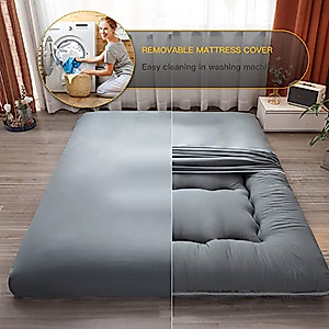 Heimorn Japanese Floor Mattress, Japanese Futon Mattress, Shikibuton Foldable & Portable Camping Mattress with Washable Cover, Dark Gray Full-XL,Grey
