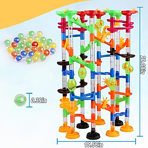 Gifts2U Marble Run Toy,168Pcs Educational Construction Maze Block Toy Set, STEM Learning Building Block Toy for Kids and Parent-Child Game(136 Translucent Plastic Pieces + 32 Glass Marbles)