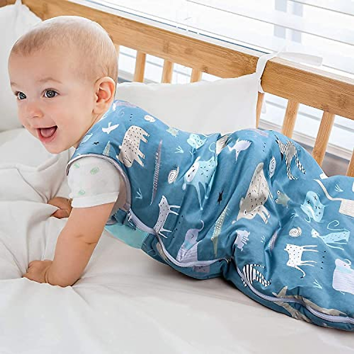 Viedouce Baby Sleeping Bag, Baby Blanket for Sleeping, Baby Grow Bag,Orangic Cotton Toddler Sleeping Bag 1.0 Tog,Grow Swaddle Bag 80cm for Infant Toddler (3-18 Months)