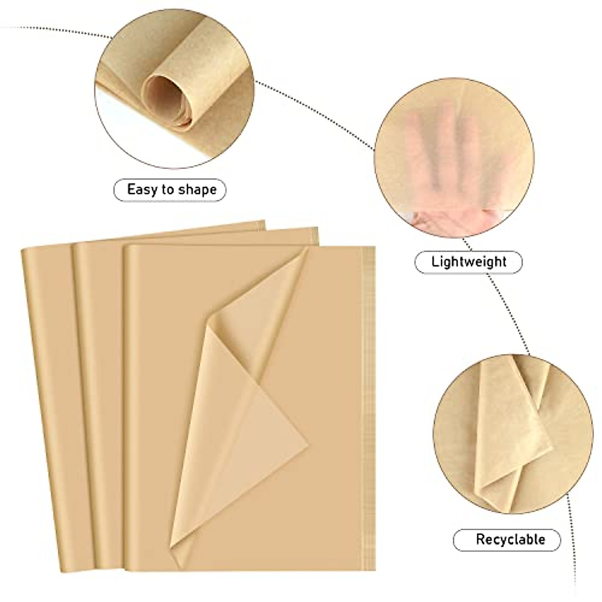 NEBURORA 120 Sheets Kraft Tissue Paper 14 x 20 Inches Brown Wrapping Tissue Paper Bulk Kraft Wrap Paper Sheets for Gift Bags Packaging Floral Filler Crafts Birthday Christmas Halloween Decor(Kraft)