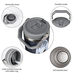 30oz Stainless Steel Insulated Tumbler with Flip Lid & Straw, Leakproof Travel Mug for Car, Arctic Owl Double Wall Vacuum Thermal Coffee Cup with Handle, Spill-Proof Design for Hot/Cold Drinks