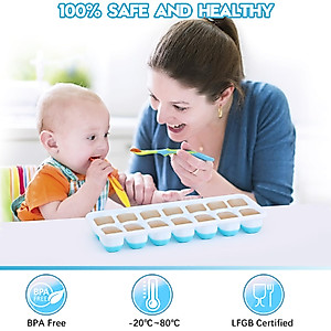 Silicone Ice Cube Tray, Jrisbo 4 Pack Easy-Release & Flexible 14-Ice Cube Trays with Spill-Resistant Removable Lid, Stackable Ice Trays with Covers for Freezer, Cocktail (Blue)