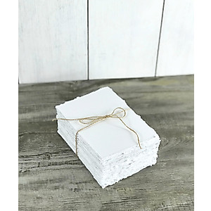 Blank Deckle Edge Sheets, 135#/290gsm, Soft White, 100% Cotton Rag, Cold Pressed, Acid Free & Archival Hand Torn Watercolor Paper (8x10 inch Sheets Only, Set of 24)