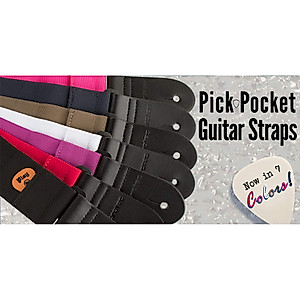 Protec Guitar Strap with Leather Ends and Pick Pocket, Black