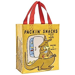 Blue Q Handy Tote, Packin' Snacks, reusable lunch sack or gift bag, made from 95% recycled material, easy to wipe clean, 10"h x 8.5"w x 4.5"d