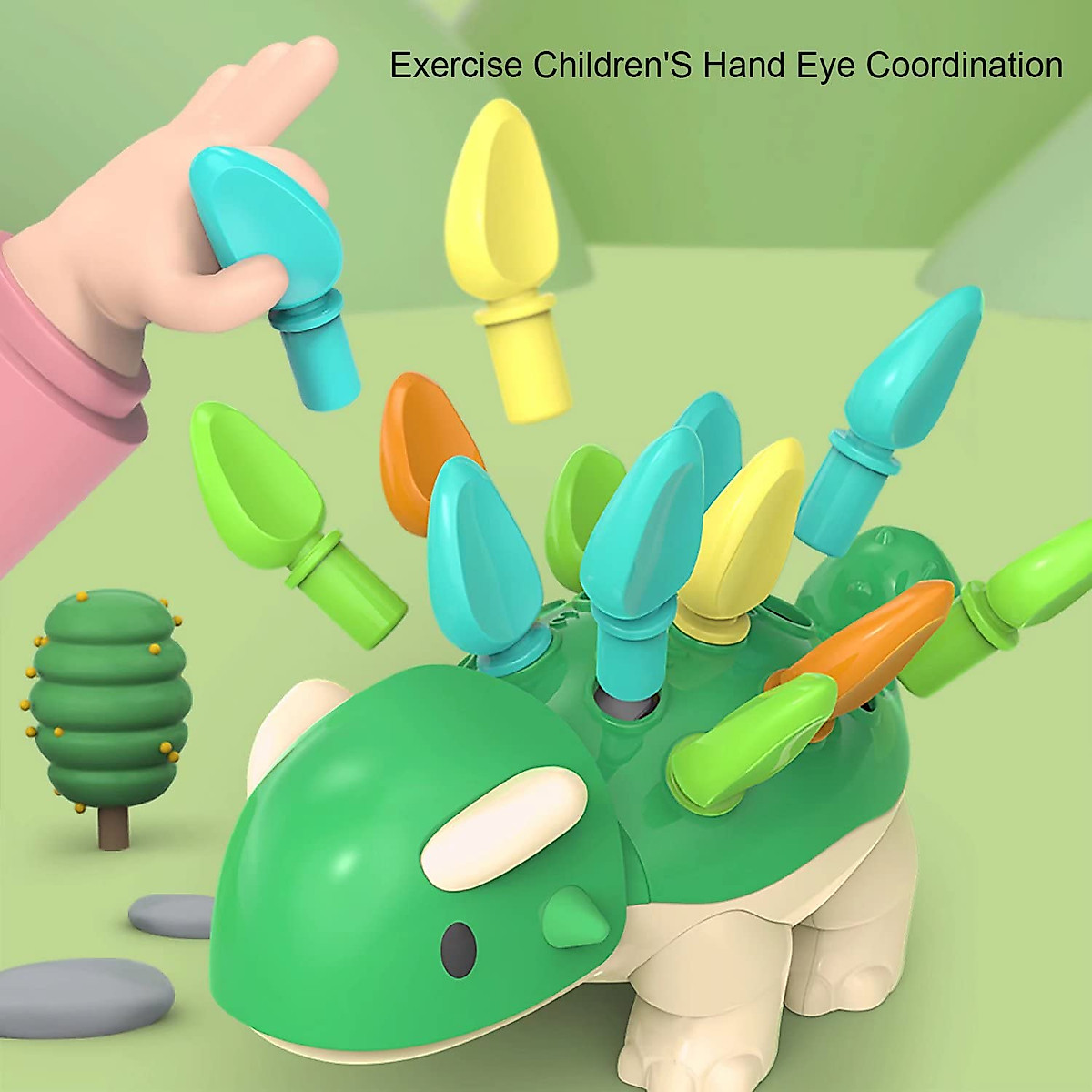 CORNICIONE Dinosaur Plugging Toy,Exercise Hand Eye Coordination,Early Development Activity for Kids
