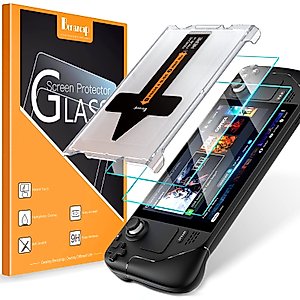 Benazcap [2 Pack Screen Protector Designed for Steam Deck LCD 7 Inch/OLED 7.4 Inch 2023 with Auto-Alignment Easy Installation Kit, Bubble Free/Anti-Scratch/9H Hardness Tempered Glass.