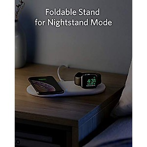 Anker Wireless Charging Station, 2 in 1 PowerWave+ Pad with Holder for Apple Watch 5/4/3/2, Wireless Charger for iPhone 13, 13 Pro, 13 Mini, 12, 12 Pro Max, 11, AirPods (No Apple Watch Charger)
