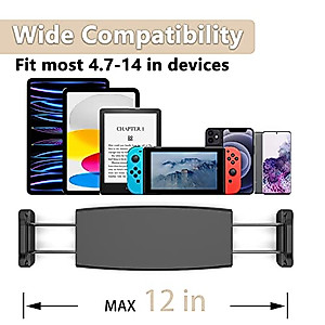 Tablet Stand Holder, Mount Holder Clip with Grip Flexible Long Arm Gooseneck Compatible with ipad iPhone/Nintendo Switch/Samsung Galaxy Tabs/Amazon Kindle Fire HD - Black