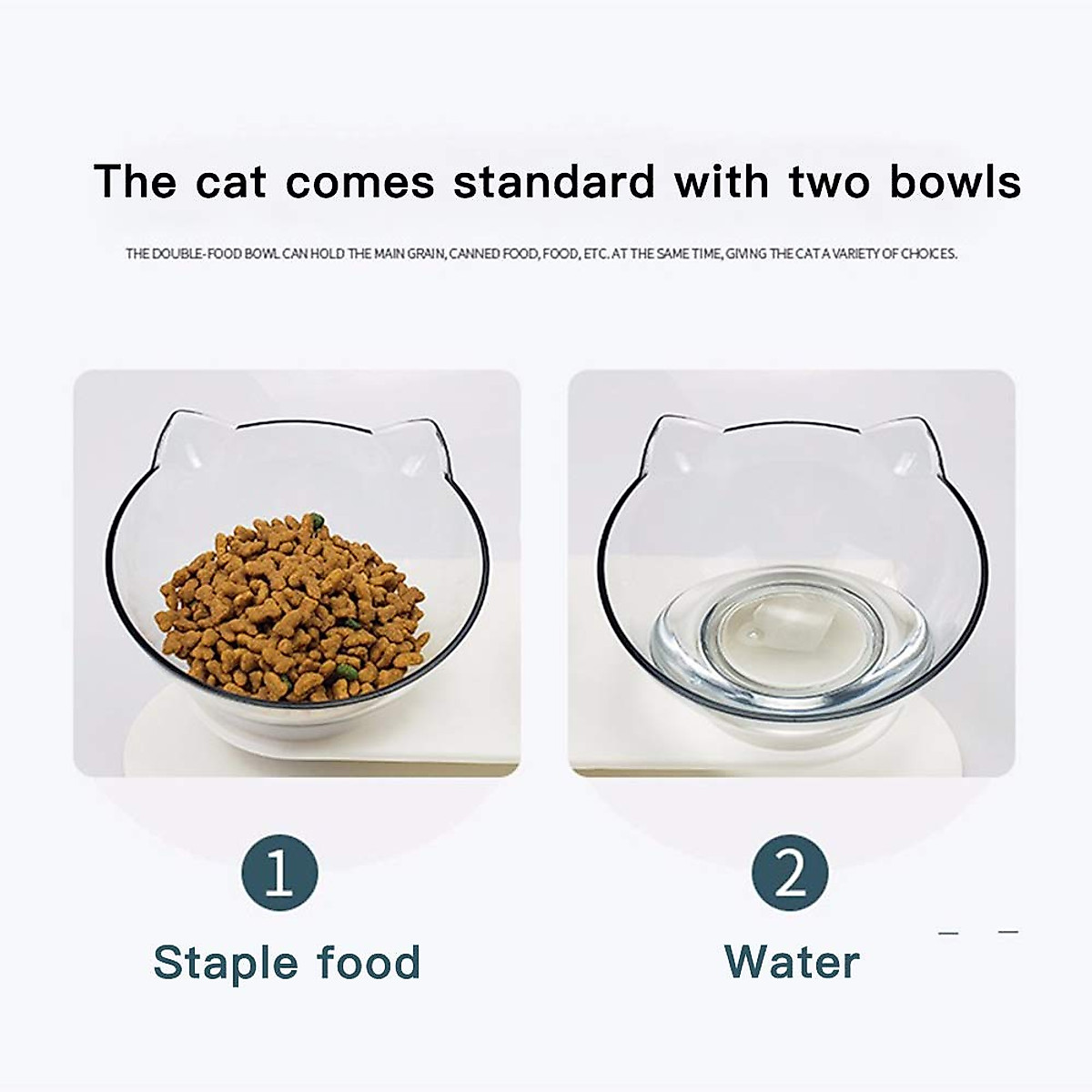 Laifug Elevated Double Cat Bowl,Pet Feeding Bowl | Raised The Bottom for Cats and Small Dogs