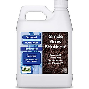Organic Super Seaweed Humic Acid Blend- Liquid Sea Kelp for Grass and Plants - Soil Hume - Simple Grow Solutions- Natural Lawn & Garden Concentrated Treatment- Use with Fertilizer Program (32 Ounce)