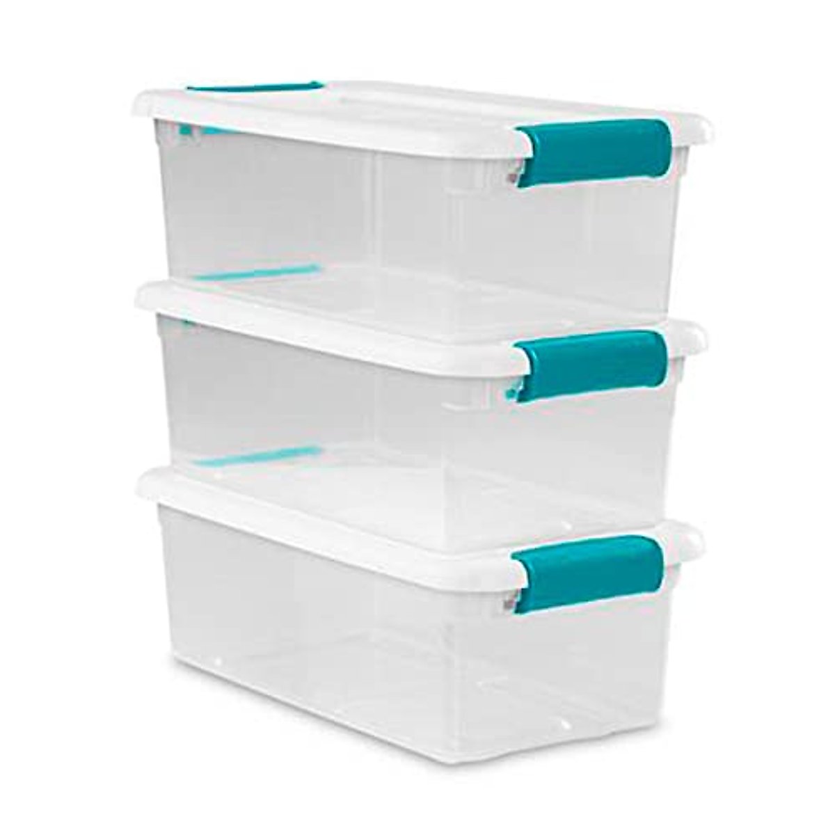 Sterilite Plastic 6 Quart Stacking Storage Box Container with Latching Lid for Home, Office, Workspace, and Utility Space Organization, 48 Pack