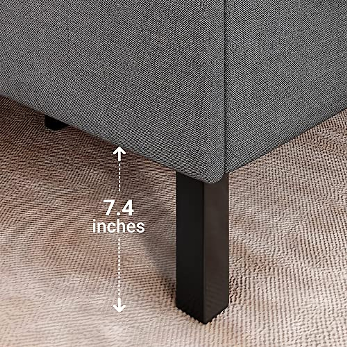 Allewie Queen Size Upholstered Platform Bed Frame/Wood Slats Support/Low Profile Bed Frame/No Box Spring Needed/Easy Assembly/Dark Grey